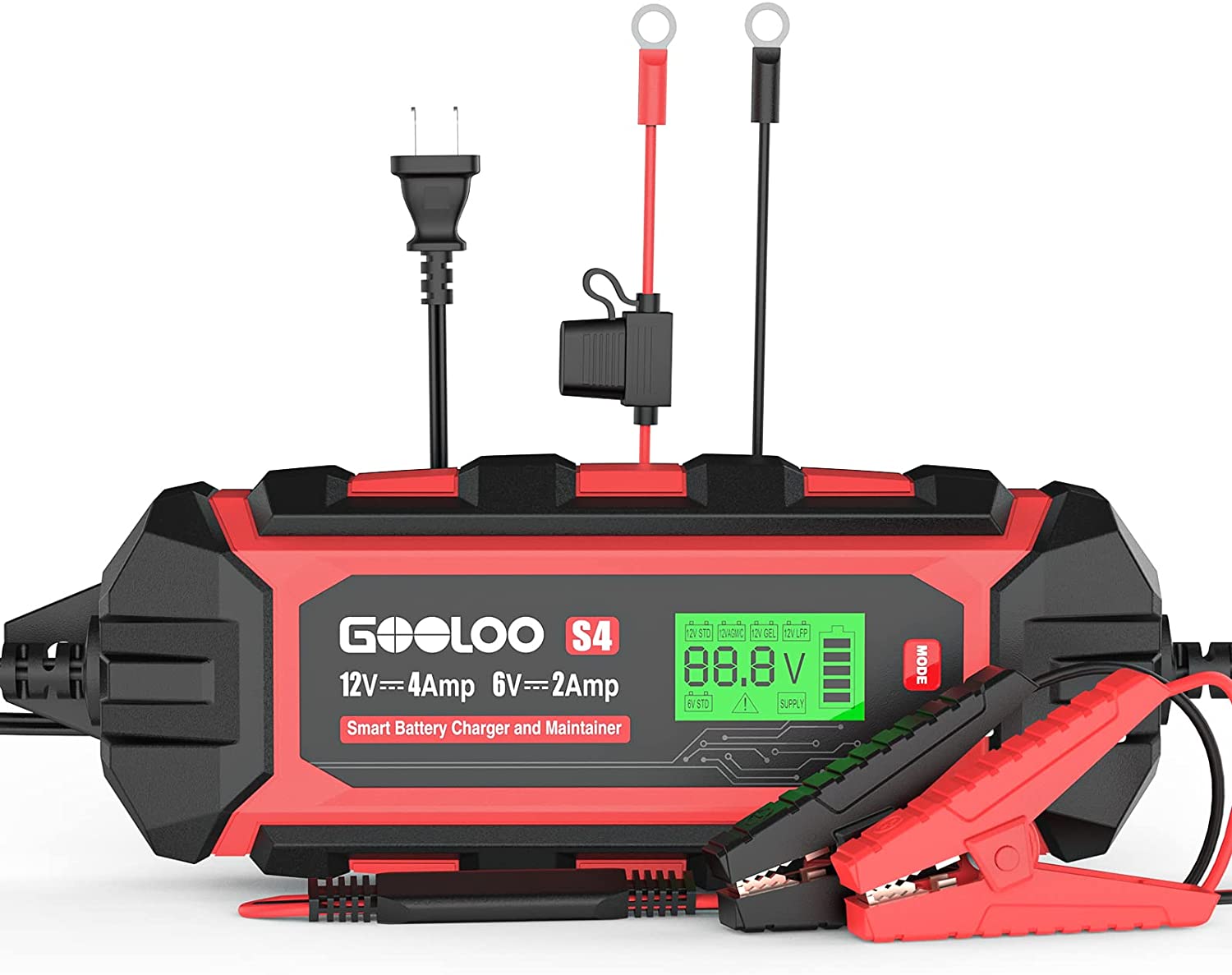 4-Amp Car Battery Charger Automotive, 6V and 12V Battery Charger ...