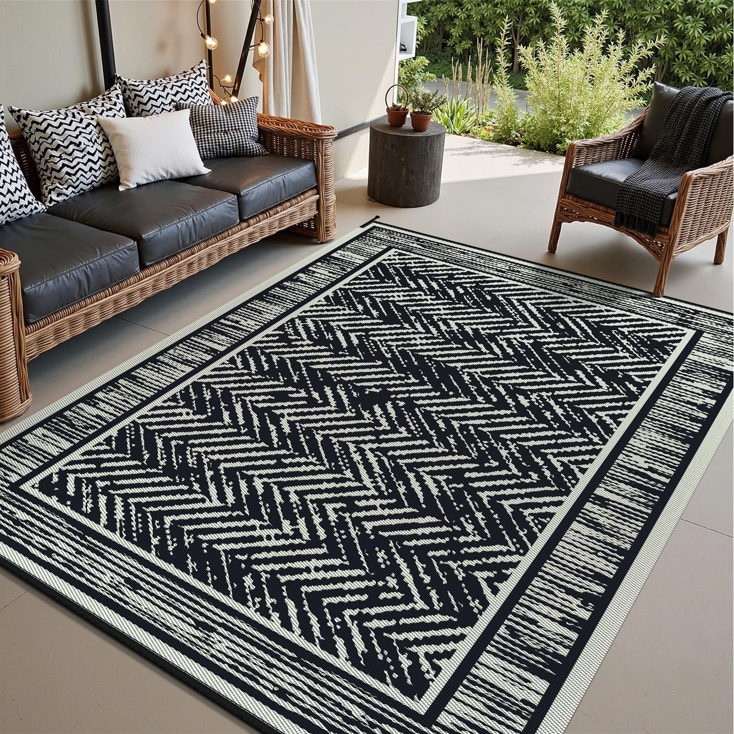 Outdoor Rug Waterproof RV Camper Deck Balcony Porch Backyard - Desi Shopper